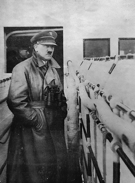 Hitler Archive | Adolf Hitler on the deck on the new Deutschland battleship
