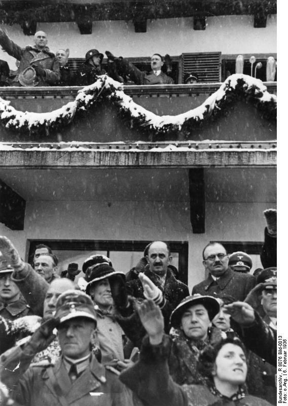 Hitler Archive | Chancellor Hitler saluting the athletes from balcony ...