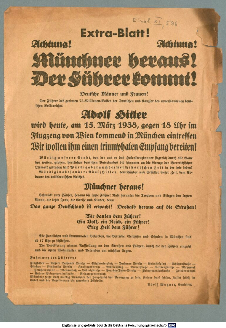 Hitler Archive | Notice by Adolf Wagner, Gauleiter of Munich,to inform ...